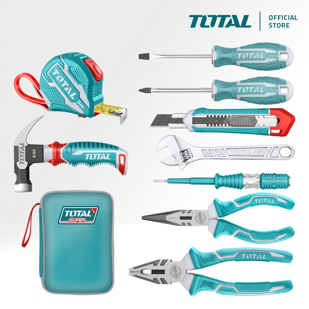 TOTAL Hand Tools Set with Pliers + Screwdriver+ Wrench + Blade Knife ...