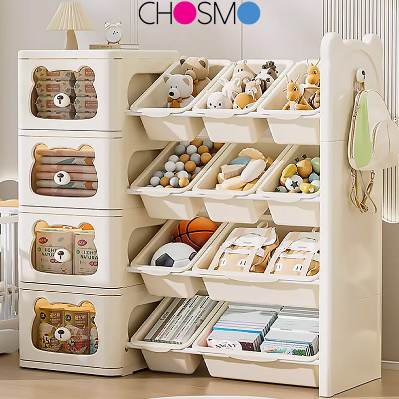 Snacks And Toys Baby Clothes Rack Bear Pattern Storage Box Multi-Layer ...