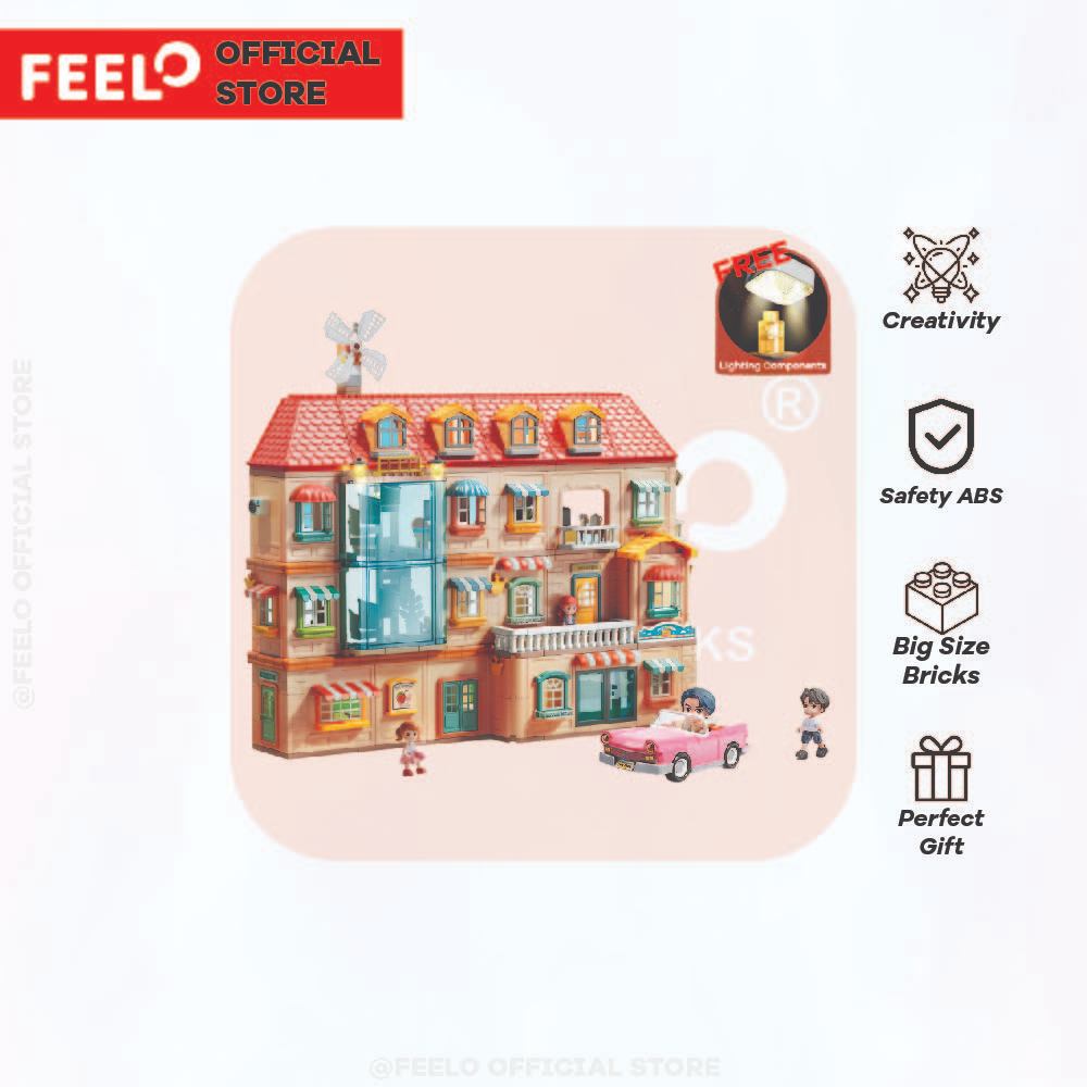 FEELO 1804 Villa Mainan Budak Perempuan Building Blocks Elevated Model ...