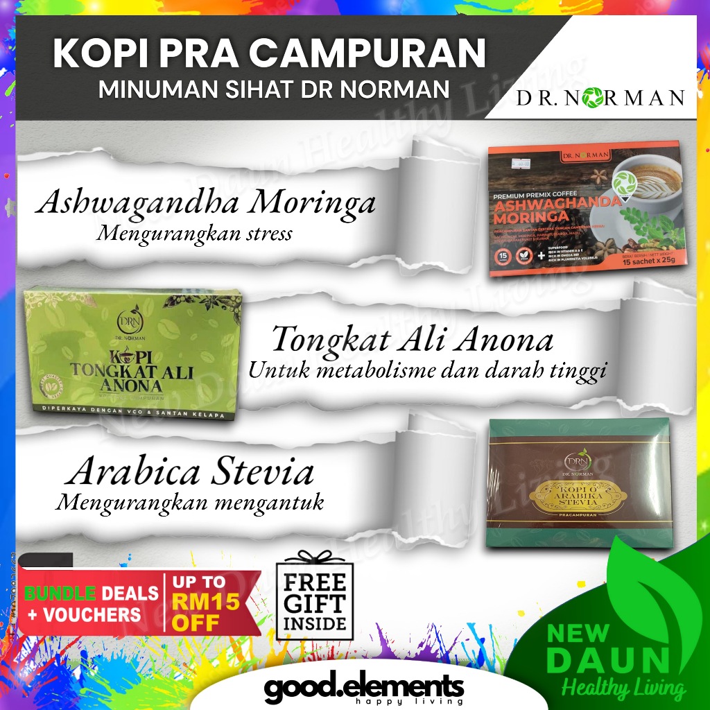 DR NORMAN [MINUMAN SIHAT] KOPI PRA CAMPURAN ASHWAGANDHA MORINGA ...