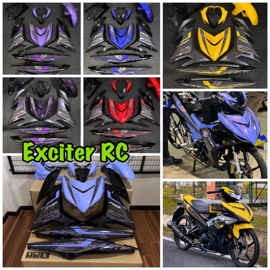 Y15 V1 V2 EXCITER RC MERAH HITAM COVER SET TAMPAL SIAP STICKER EXCITER RC BIRU PURPLE KUNING ...