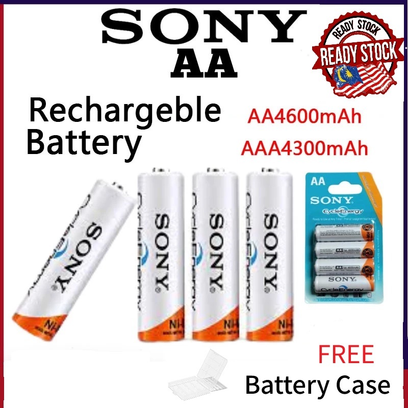 SONY AA AAA Rechargeable Battery 1.2V Ni–MH NiMH 4600mAh Cycle Energy ...