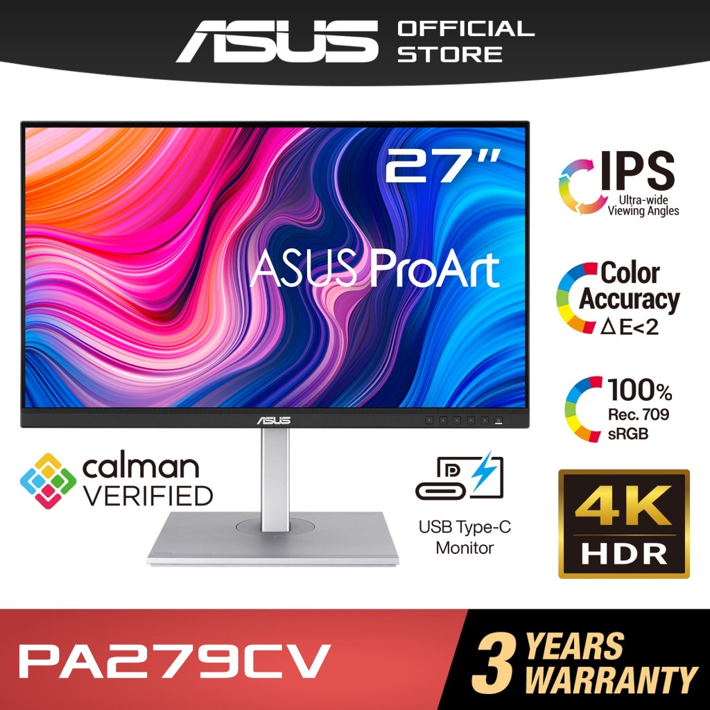 ASUS PA279CV 27" ProArt Display 4K Monitor Ultra HD IPS Calman Verified ΔE