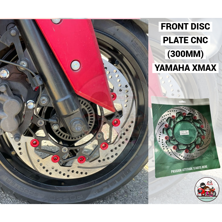SMRT CNC FRONT DISC PLATE (300MM) YAMAHA XMAX 250 / 300 (BLACK/RED ...