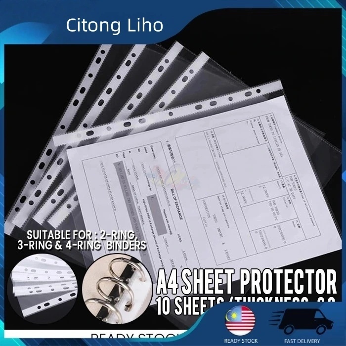 100pc clear holder file a4 fail plastik 3C/6C Durable 11 holes punch ...