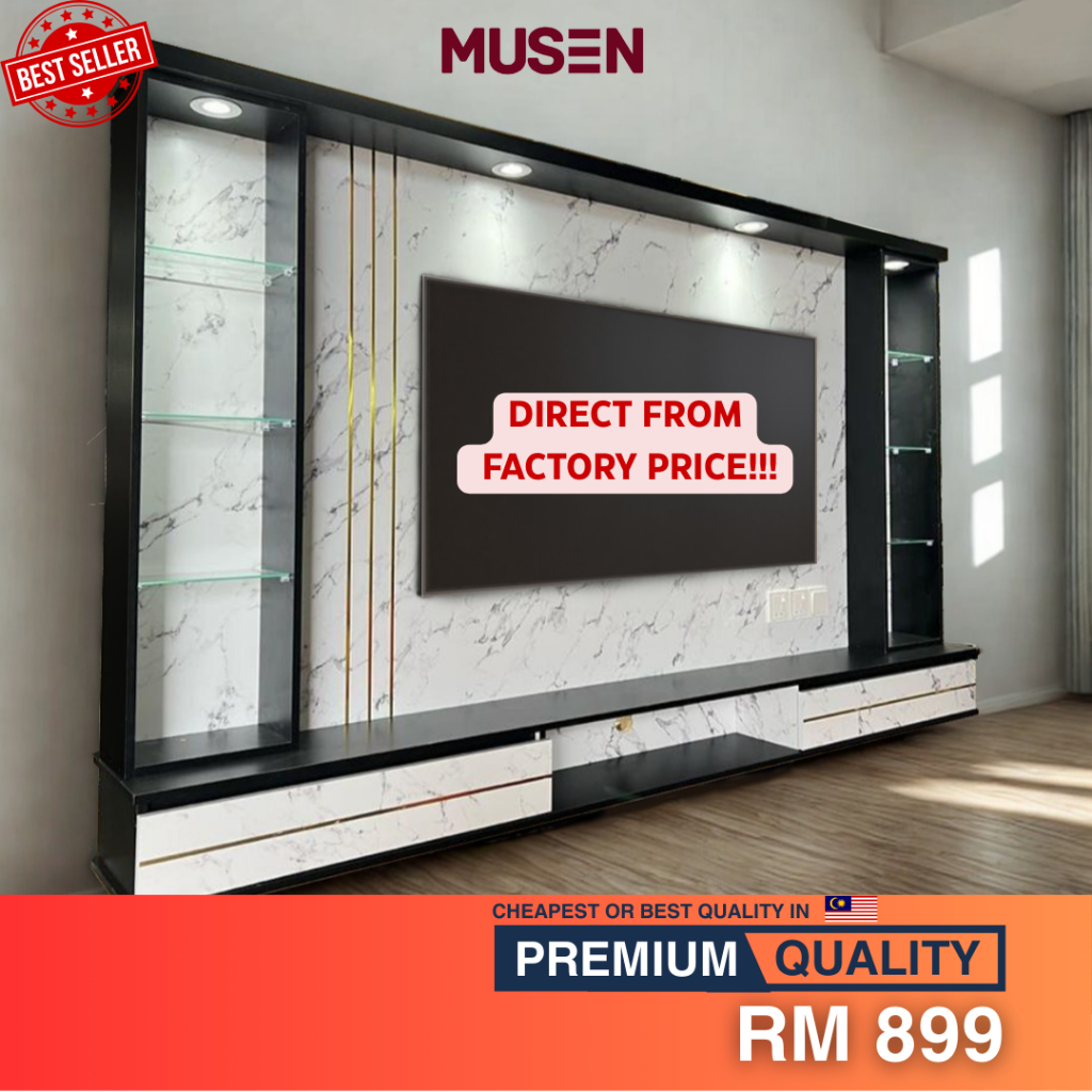 🔥FREE INSTALL🔥MUSEN Hanging TV Cabinet 8 FT - Almari TV Dinding - LED ...
