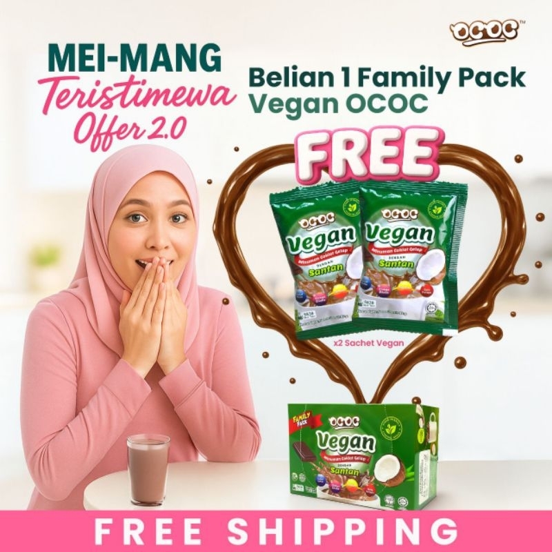 OCOC Vegàn Dark Chocolate Family Pack Dr Rizal 30+2 Free sachets | Shopee Malaysia