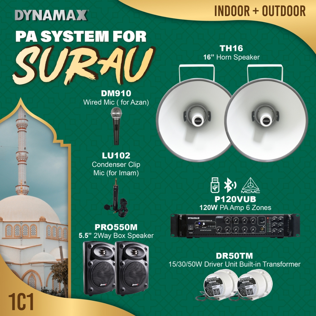 PA System For Surau/ Masjid Package DYNAMAX P120VUB PA Amplifier, 16 ...
