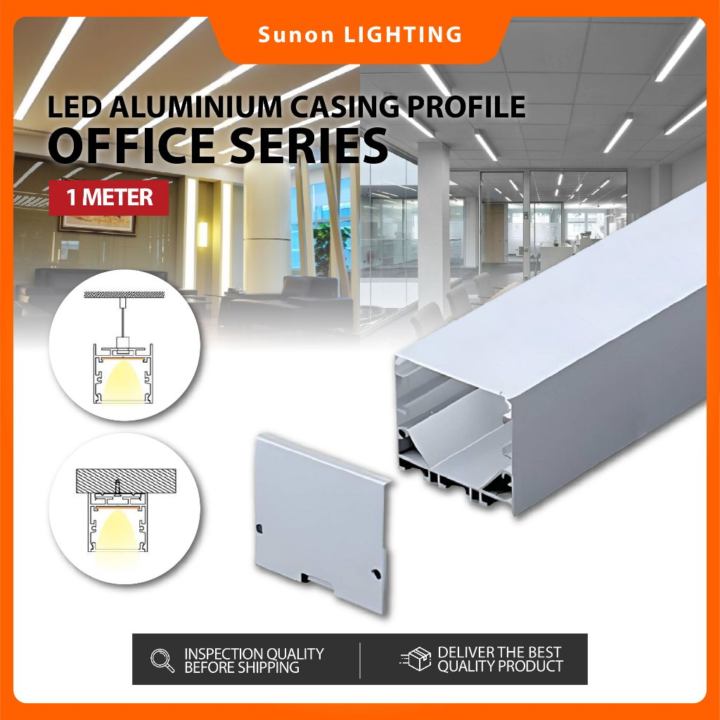 LED Channel Strip Light Aluminium Casing Profile Office Series 1 Meter ...