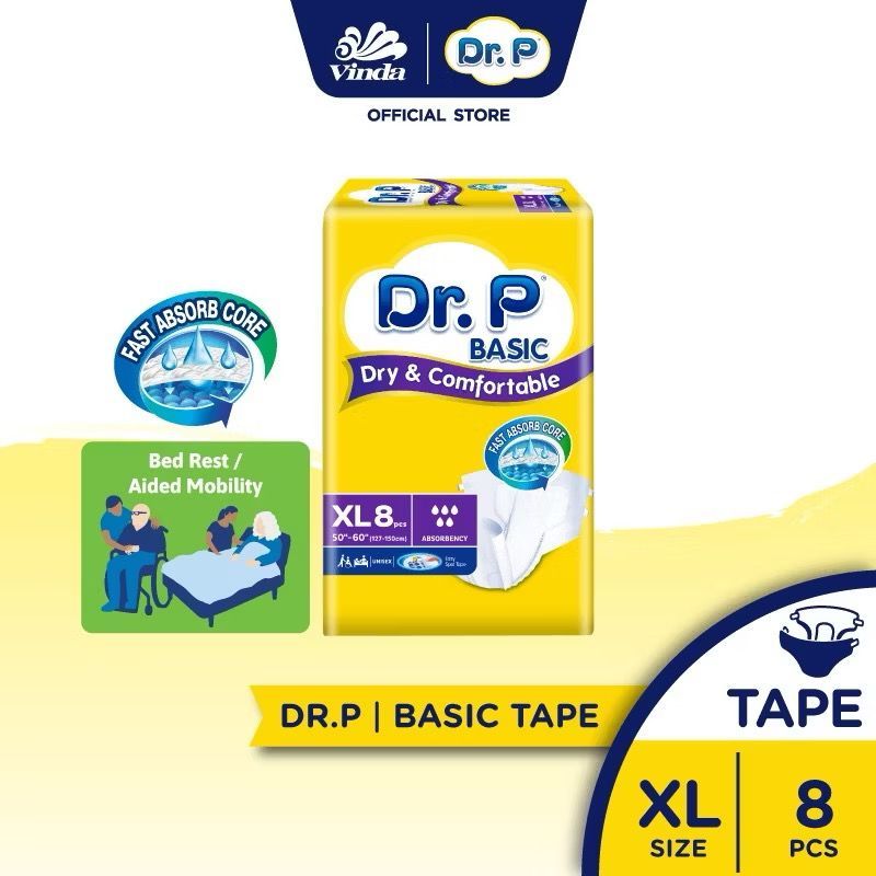 [Clearance Sales] Dr.P Basic Adult Diapers XL8 (MFG:02/2025) | Shopee ...