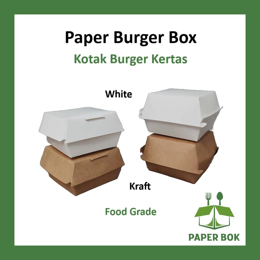 [50pcs] @Paper Burger Box@ / Burger Box / Kraft Paper Burger Box ...