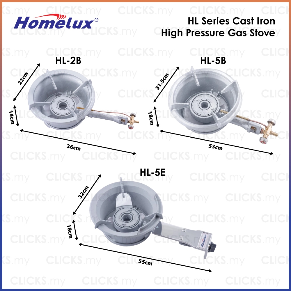 Homelux Commercial High Pressure Gas Stove HL-Series Cooker HL-2B | HL ...