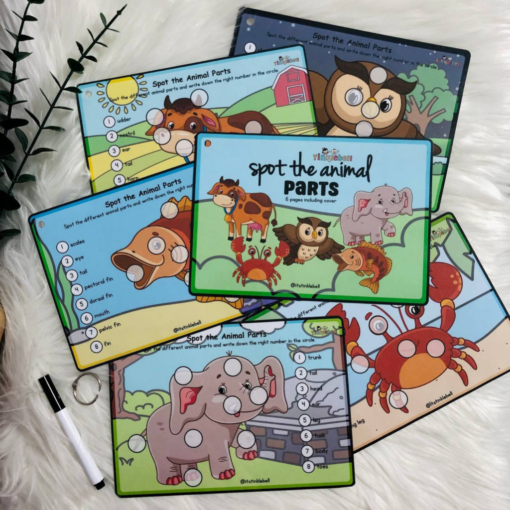 Spot the Animal Parts - laminated activity with marker | Shopee Malaysia