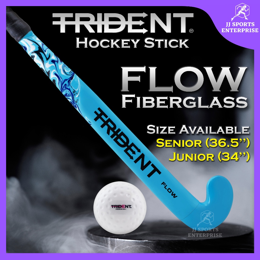 Trident Flow Wood Fiberglass Outdoor Hockey Stick (Sky) Training Hockey ...