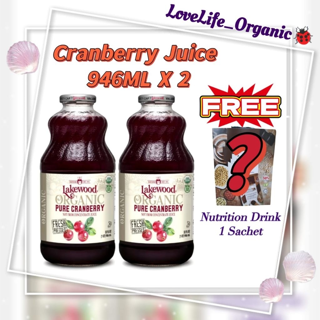 TWIN PACK + FREE GIFT] LAKEWOOD Organic Pure Cranberry Juice 946ML X2 Exp:12/2026 | Shopee Malaysia