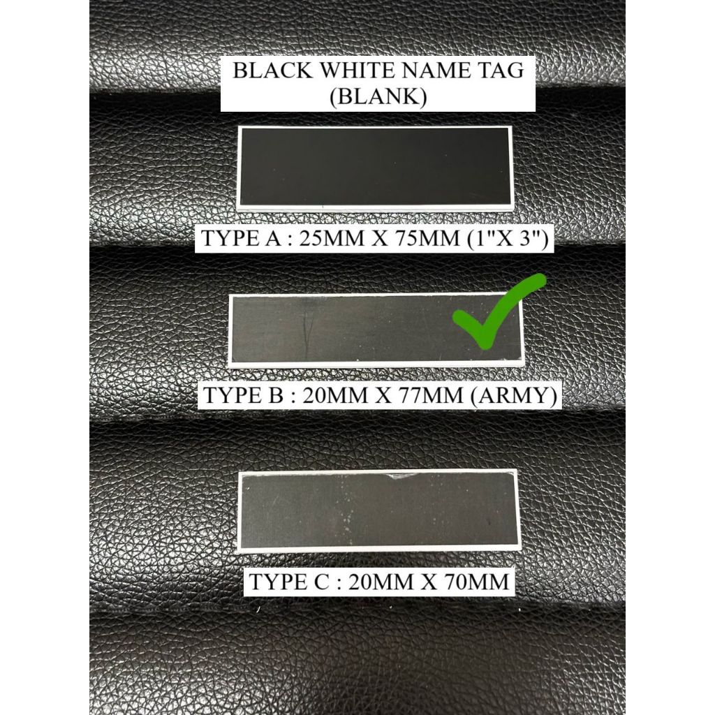 Black White Name Tag - Blank (Plate Only) Type B - 20mm x 77mm x 3mm ...