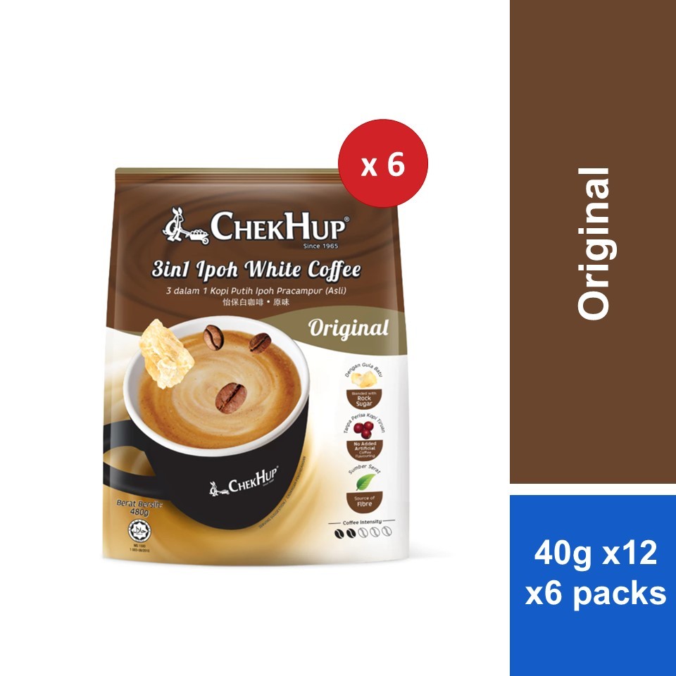 [Bundle of 6] Chek Hup 3 in 1 Ipoh White Coffee Original 40g x 12s | Shopee Malaysia