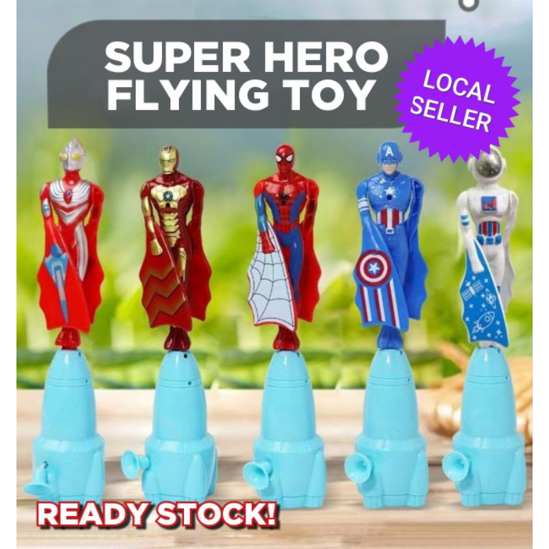 🔥 Kids Superhero Flying Toy Ultraman SpiderMan Captain America Iron Man ...