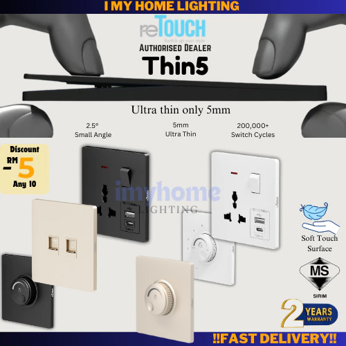 (SIRIM) Retouch Thin5 Black White Gold USB TYPE C SOCKET Electric ...