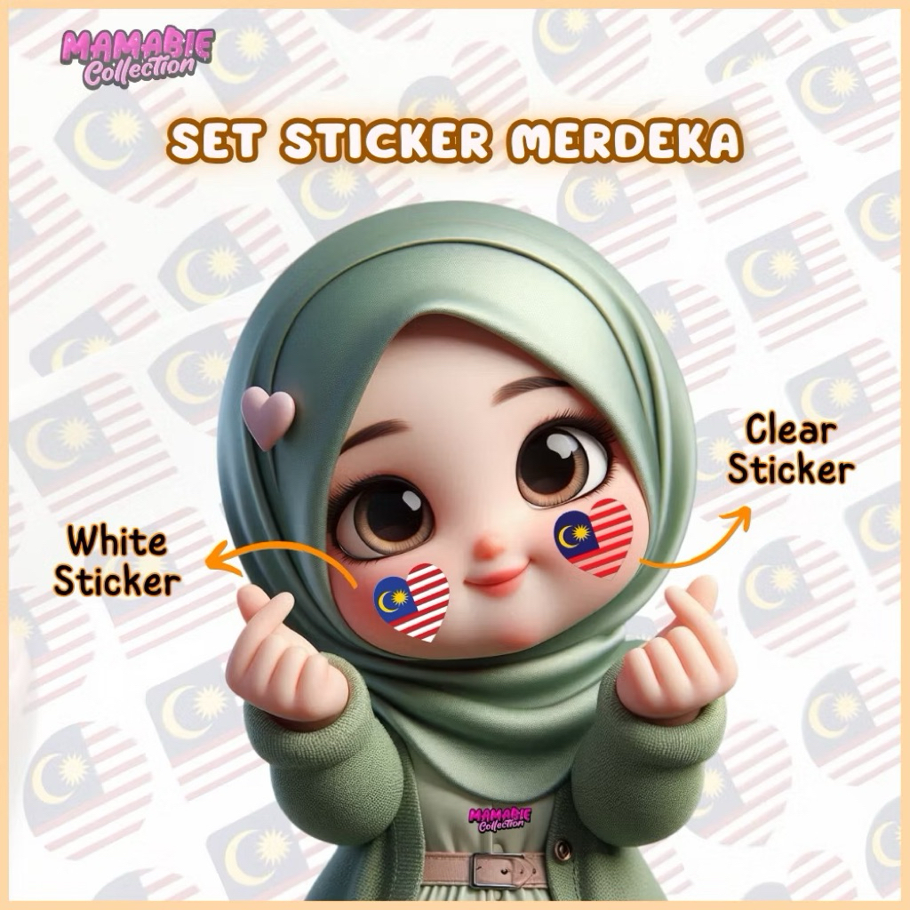 Sticker Pipi Tema Merdeka face Sticker Bendera Malaysia Negeri Clear ...