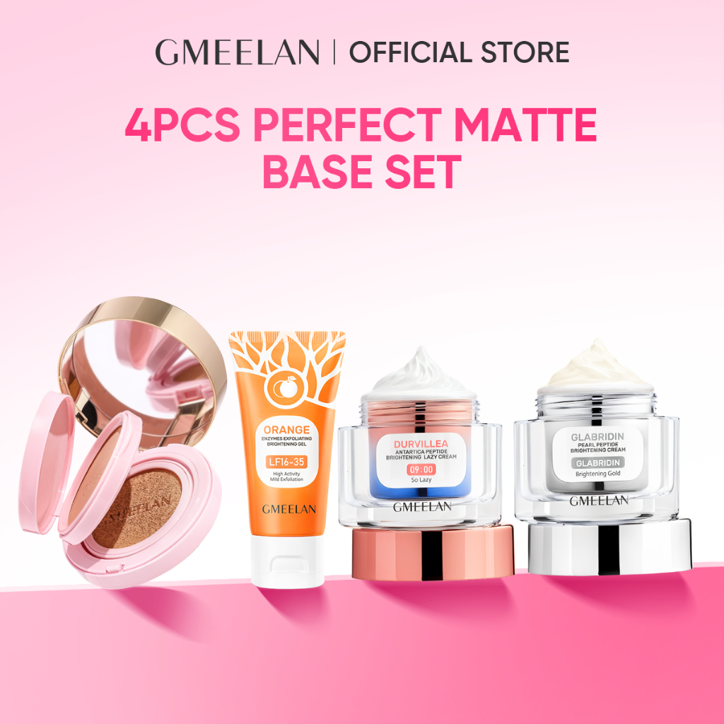 GMEELAN Skincare 4pcs Set Lazy Cream 30g + Air Cushion 7g+10g + Exfoliating Gel 50g ...