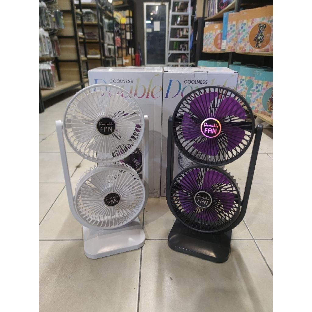S30 Dual Head Desktop Fan / Rechargeable 3 Speed Variable / 360 Rotate ...