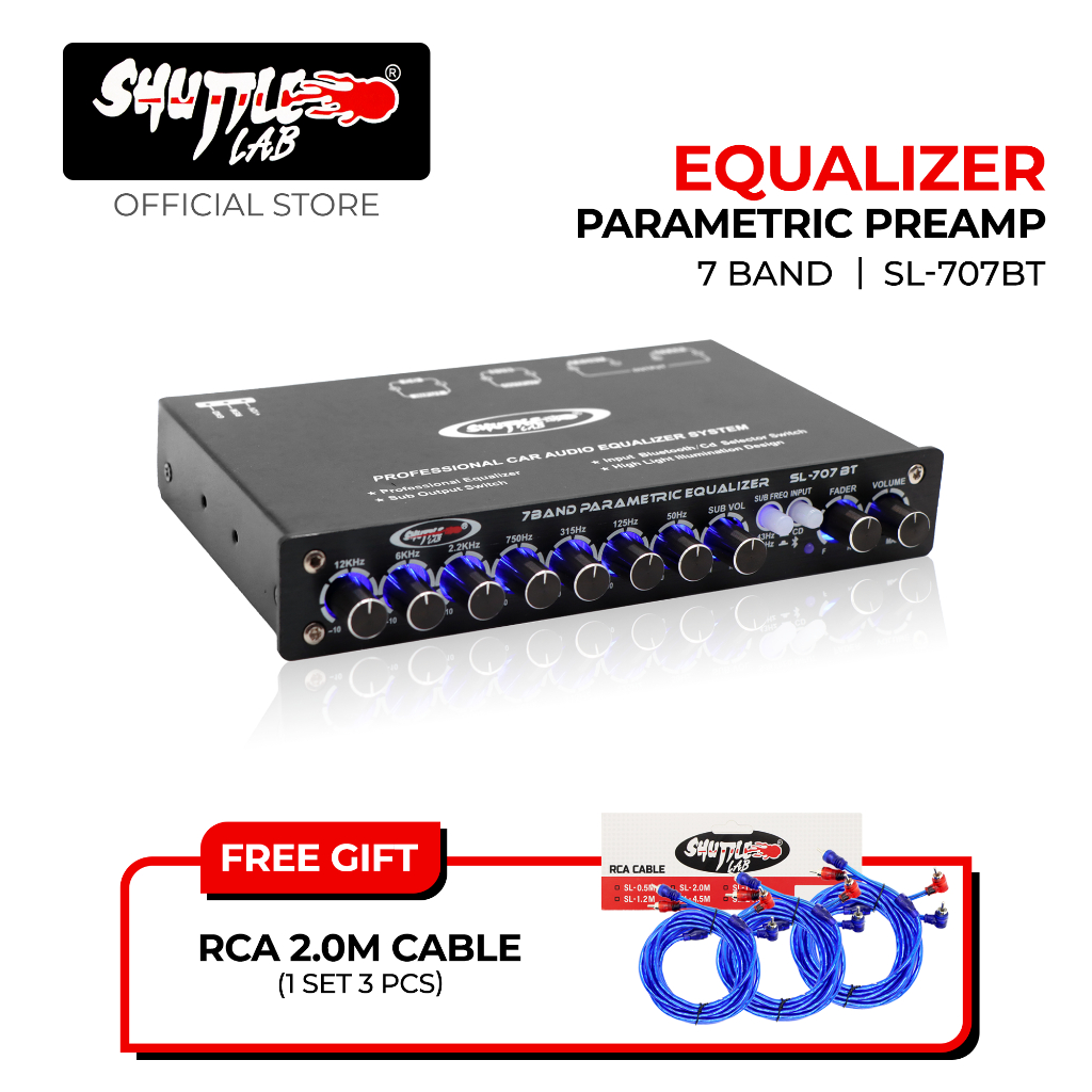 SHUTTLE LAB SL-707BT | 7-Band Pre-Amp Parametric PreAmp with Subwoofer ...