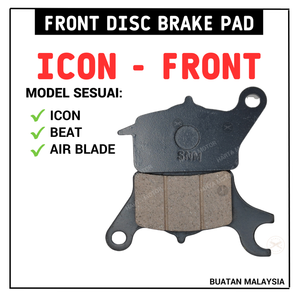 FRONT DISC BRAKE PAD HONDA ICON - BEAT FI / AIR BLADE BREK PAD DISK ...