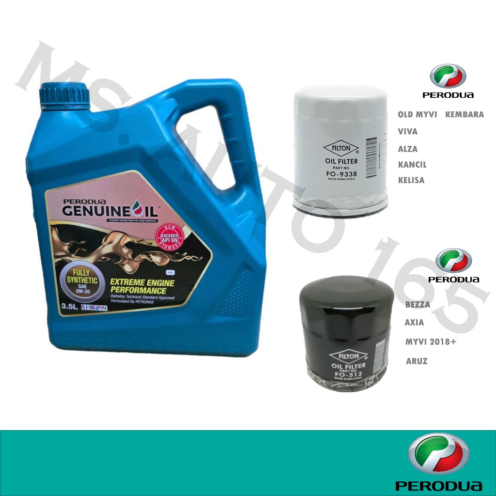 Perodua 0w20 - 3.5L Fully Synthetic Engine Oil 0w-20 Minyak Hitam Enjin ...