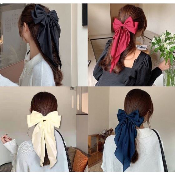 Big Bow Clip Korea Elegant Ladies Long Bow Hair clip Large Size Ribbon ...