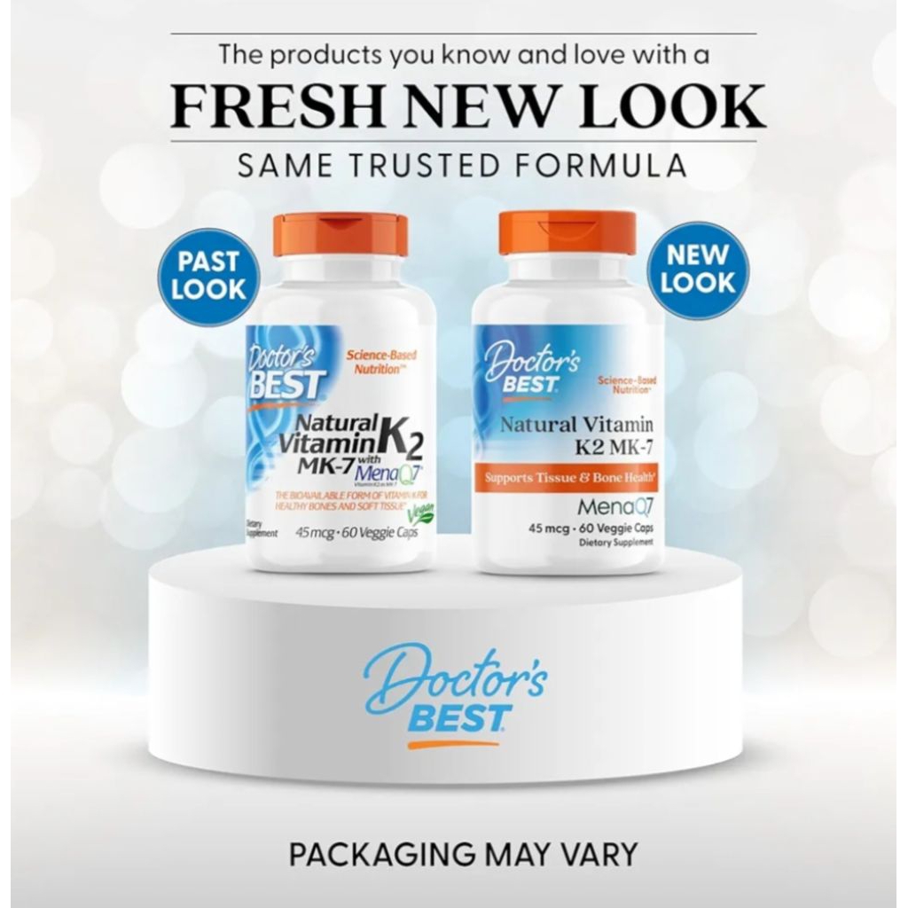 Doctor's Best, Natural Vitamin K2 MK-7 with MenaQ7, 60 or 180 Veggie ...