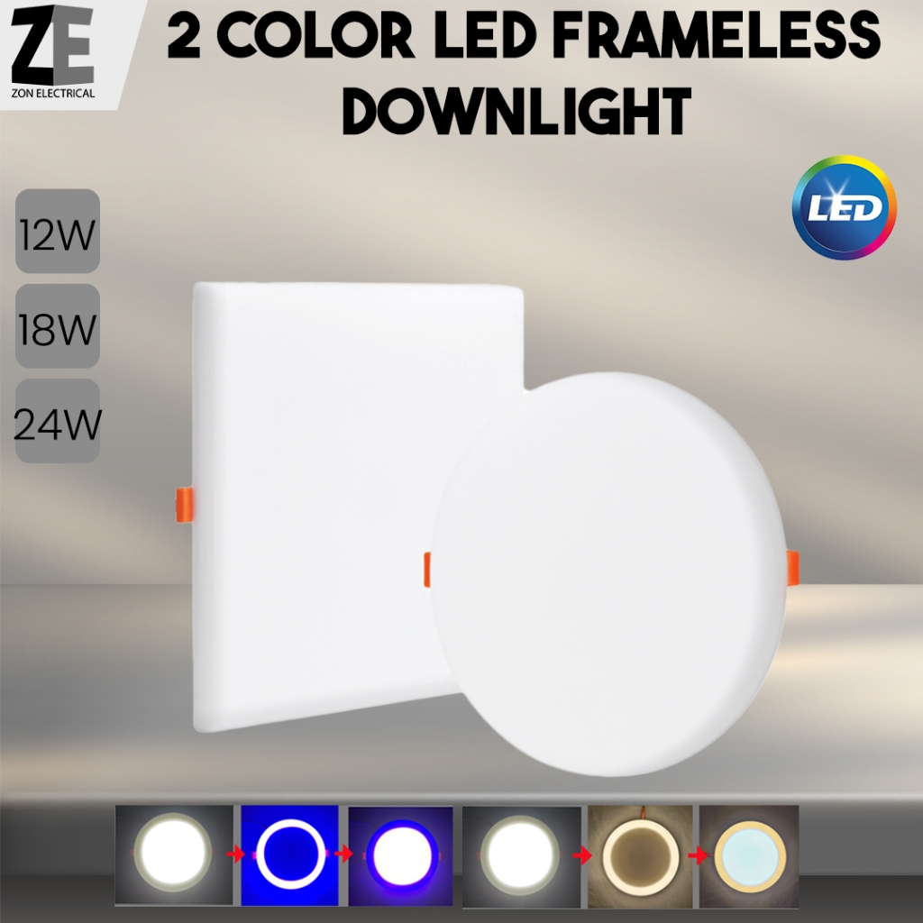 Double Color 6"inch 4"inch Blue Warm / LED Recessed Downlight / Plaster ...