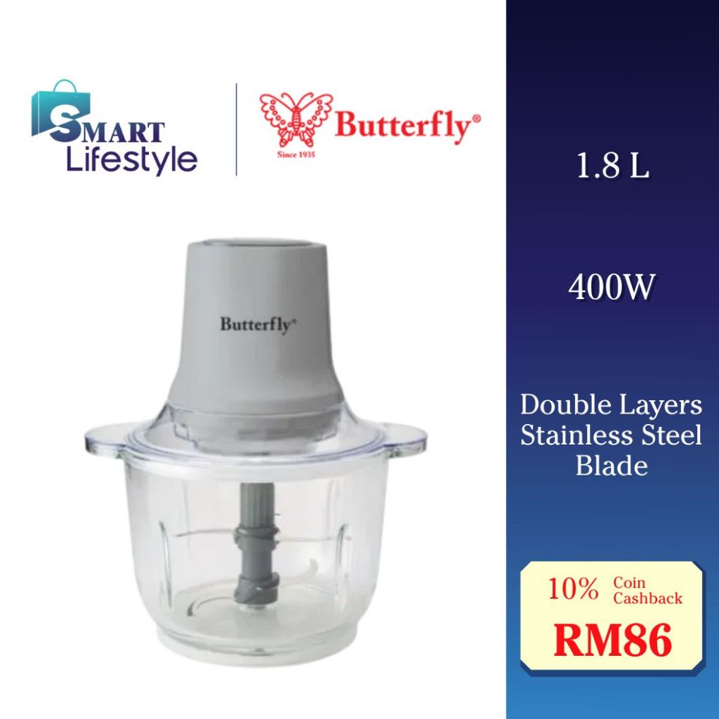 Butterfly Food Chopper Processor 1.8L (400W) BC-3002G | Shopee Malaysia
