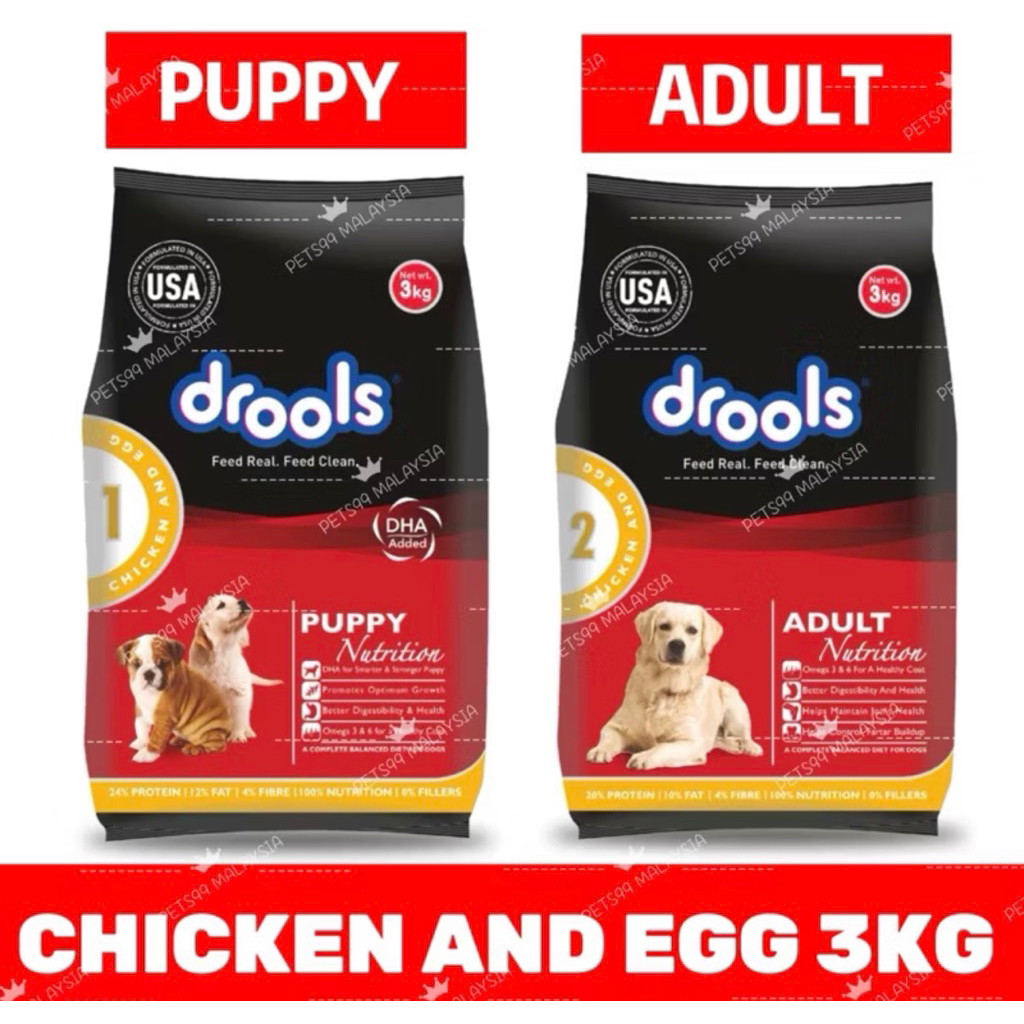 DROOLS DAILY NUTRITION CHICKEN AND EGG 3KG DOG FOOD (PUPPY/ADULT ...