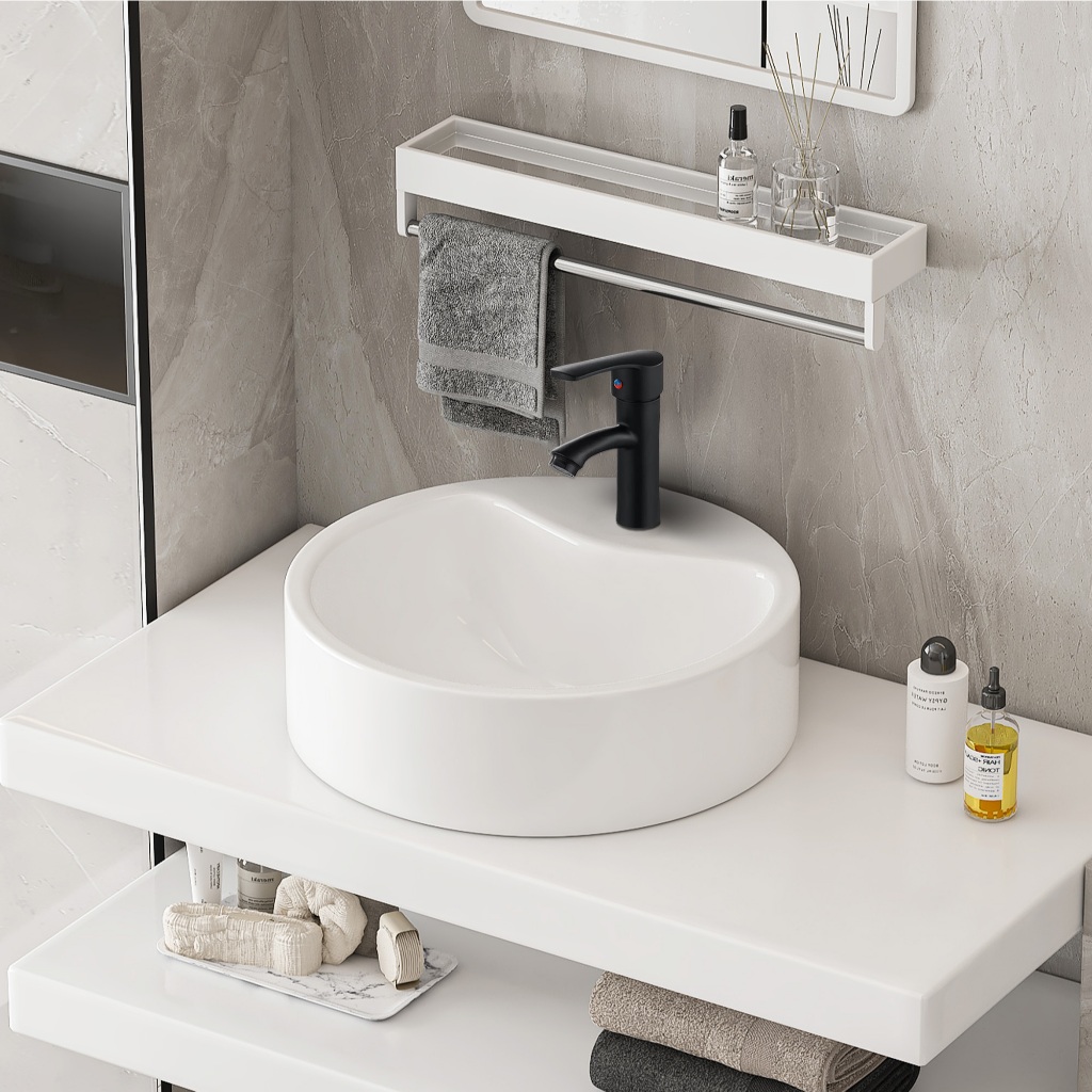 Bathroom 450mm Designer Round White Ceramic Counter Top Basin Sink ...