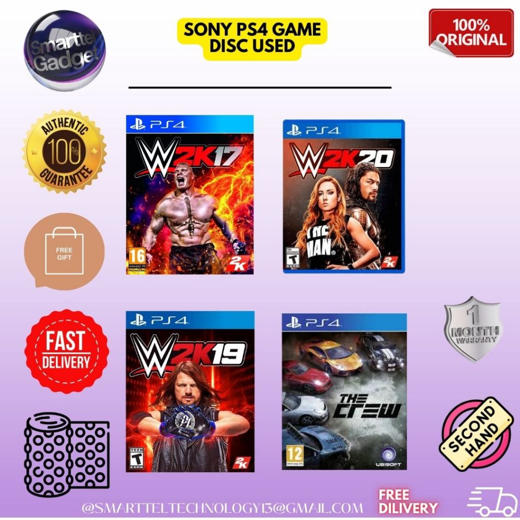 SONY PS4 GAMES DISC USED | WWE W2K17 W2K17 W2K20 | THE CREW | READY ...