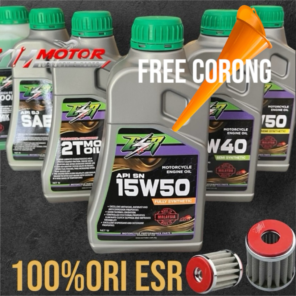 (FREE CORONG) 100% ORIGINAL ESR MOTOR OIL COOLANT 2T 1L 1.2L SEMI FULLY ...