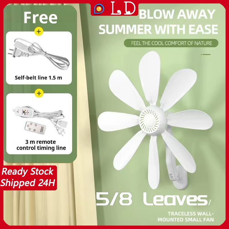 No-Drill Wall mounted Electric Fan Hang Ceiling Fans Mute Small Fan for ...