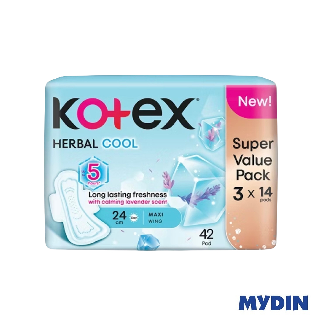 Kotex Herbal Cool With Lavender Scent Maxi Wing 24cm (14's x 3 packs ...
