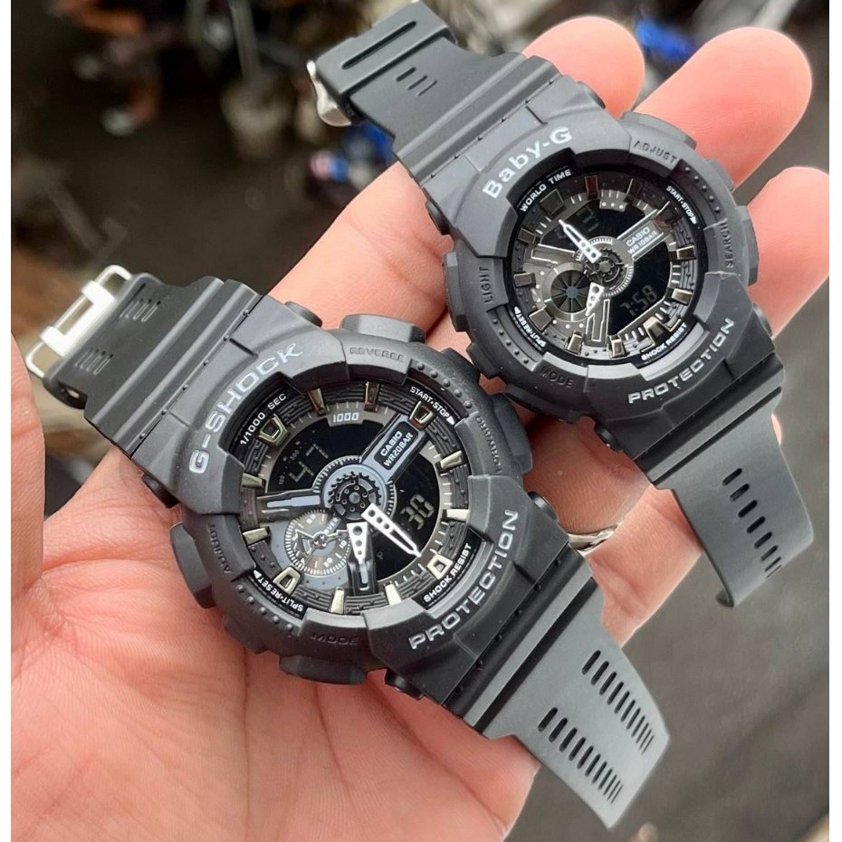 GSK BAY GA110 Color Full Black COUPLE SET MURAH DUAL TIME NEW LELAKI ...