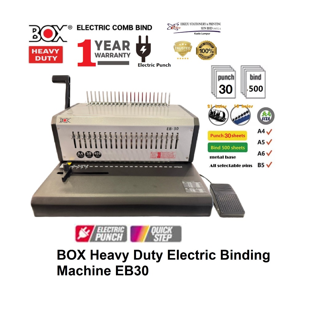 BOX Heavy Duty Electric Binding Machine EB30 (30sheets) | Shopee Malaysia