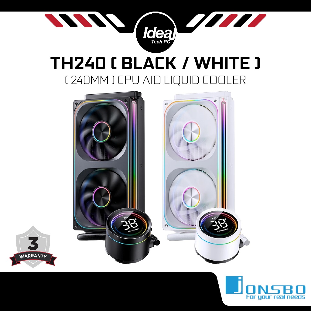 JONSBO TH240 ARGB | BLACK / WHITE | 240MM | CPU AIO LIQUID COOLER ...