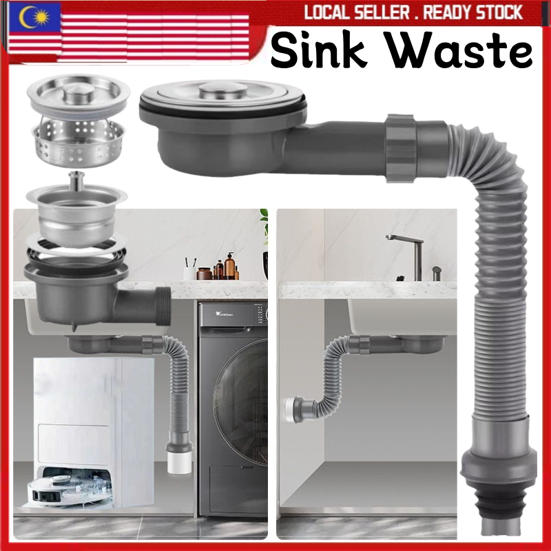 SINGLE Double Kitchen SINK Waste Drain Pipe Bottle Trap Hose Kit ...