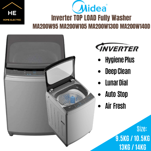 MIDEA 9.5kg / 10.5kg / 13kg / 14kg Fully Auto Top Load Washing Machine ...