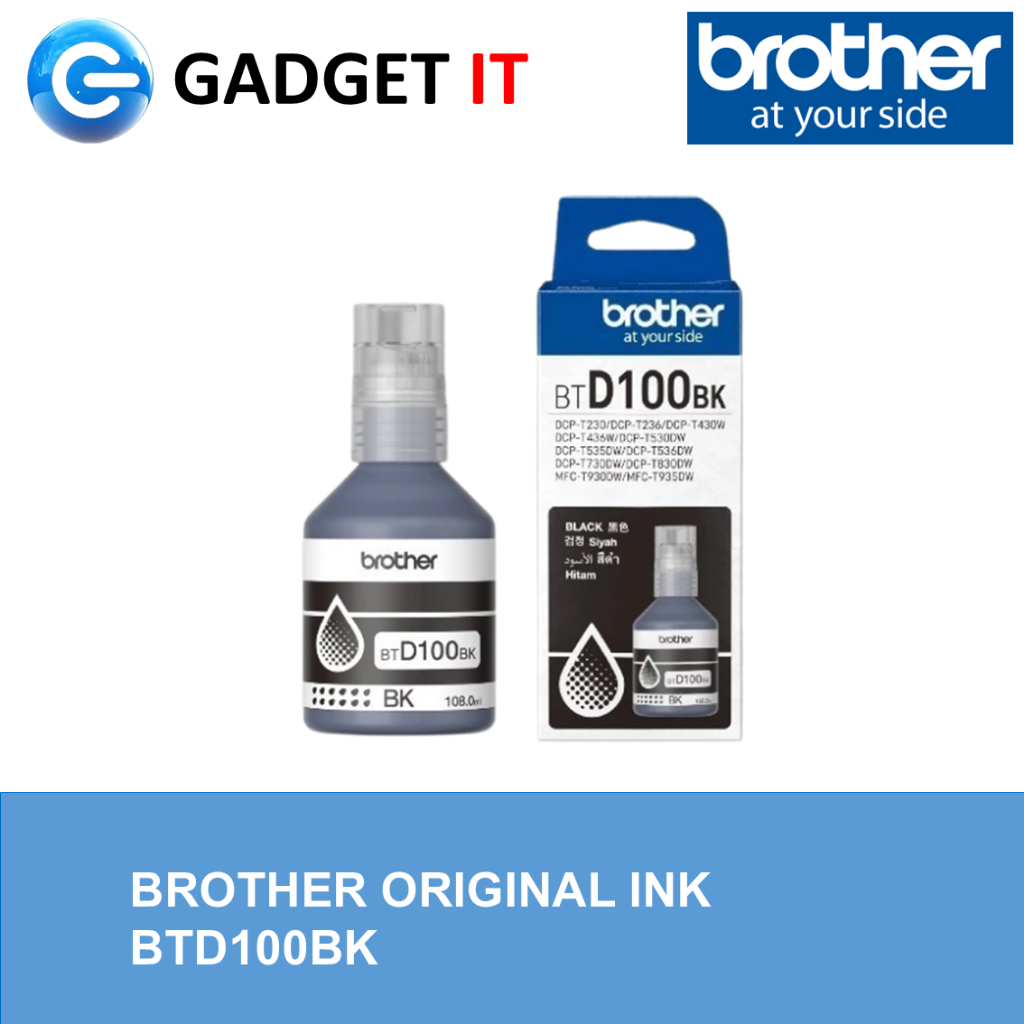 BROTHER BTD100BK BLACK BTD100C CYAN BTD100M BTD100Y BROTHER BTD100BK ORIGINAL INK FOR T230,T430W ...