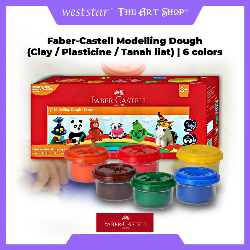 Faber-Castell Modelling Dough (Clay / Plasticine / Tanah liat) | 6 ...