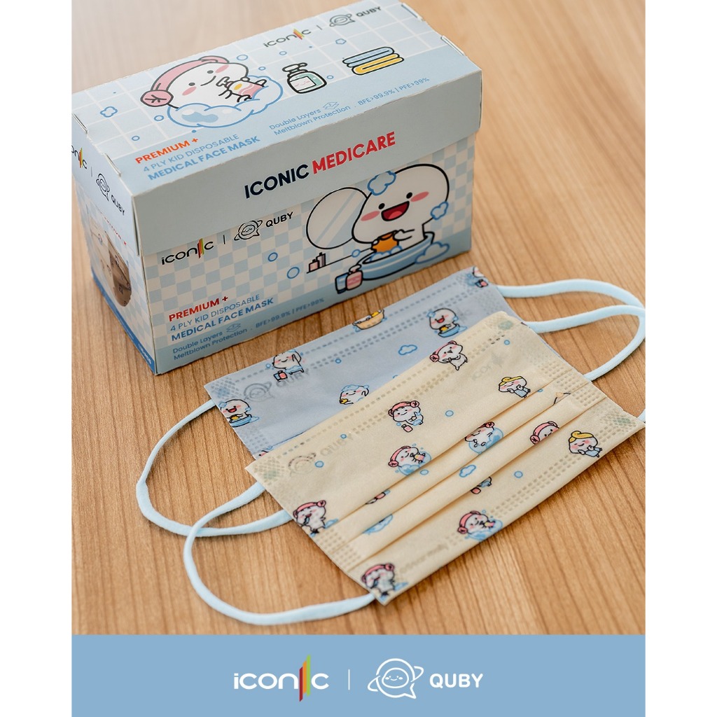Iconic Quby shower & bath KID 4 PLY MEDICAL FACE MASK (30PCS) | Shopee ...