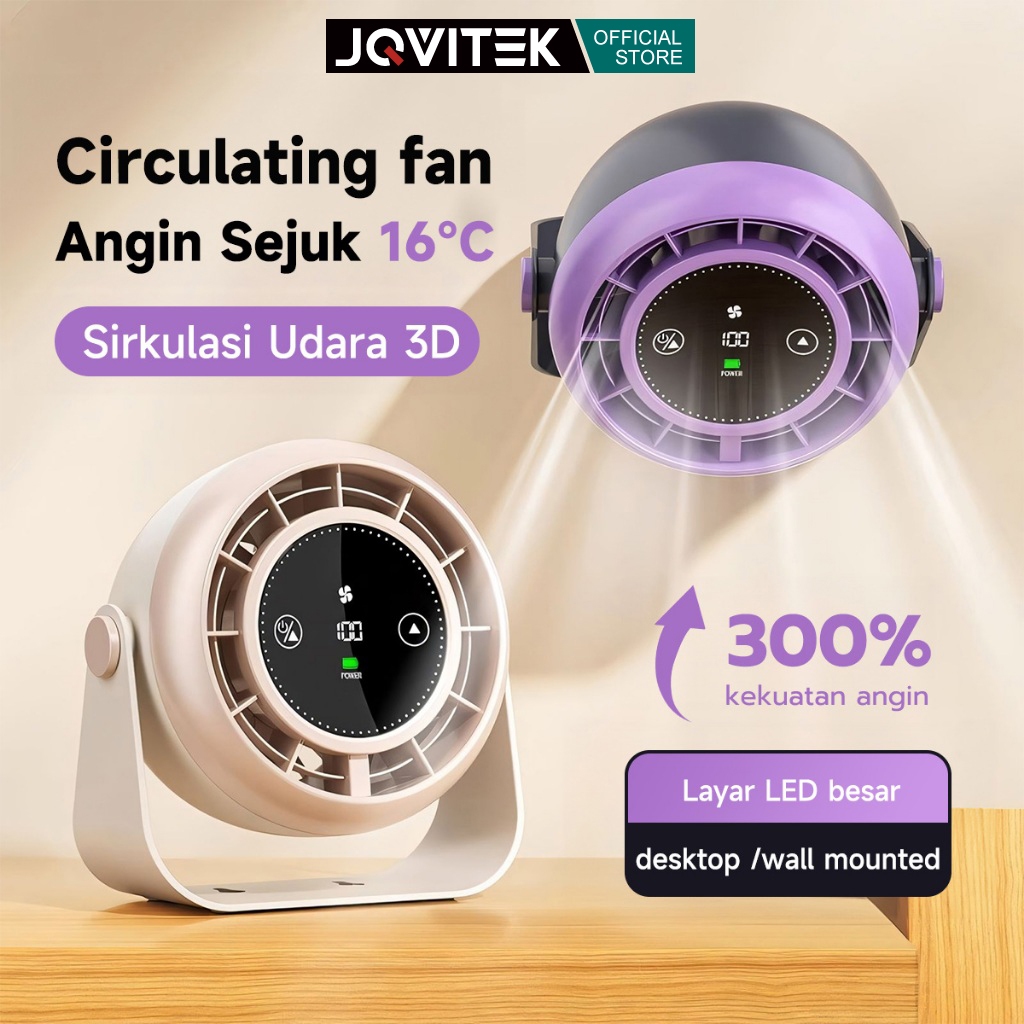 KL！JQVITEK Kipas Meja 100 Gear Berkelajuan Tinggi USB Senyap Paparan ...