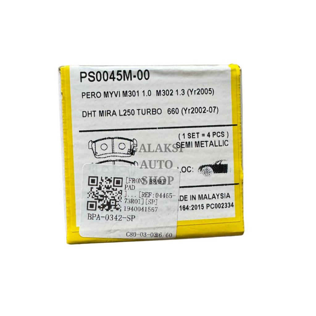(BEST FORM) BRAKE PAD FRT FOR ALTO HA25, ERV, MYVI M300, PASSO M300 ...