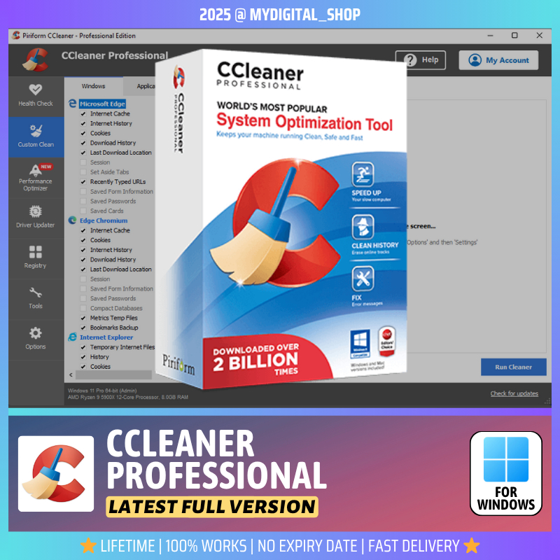 CCleaner Professional 2025 | For Windows Only | Full Version | Lifetime 100% Works | Shopee Malaysia